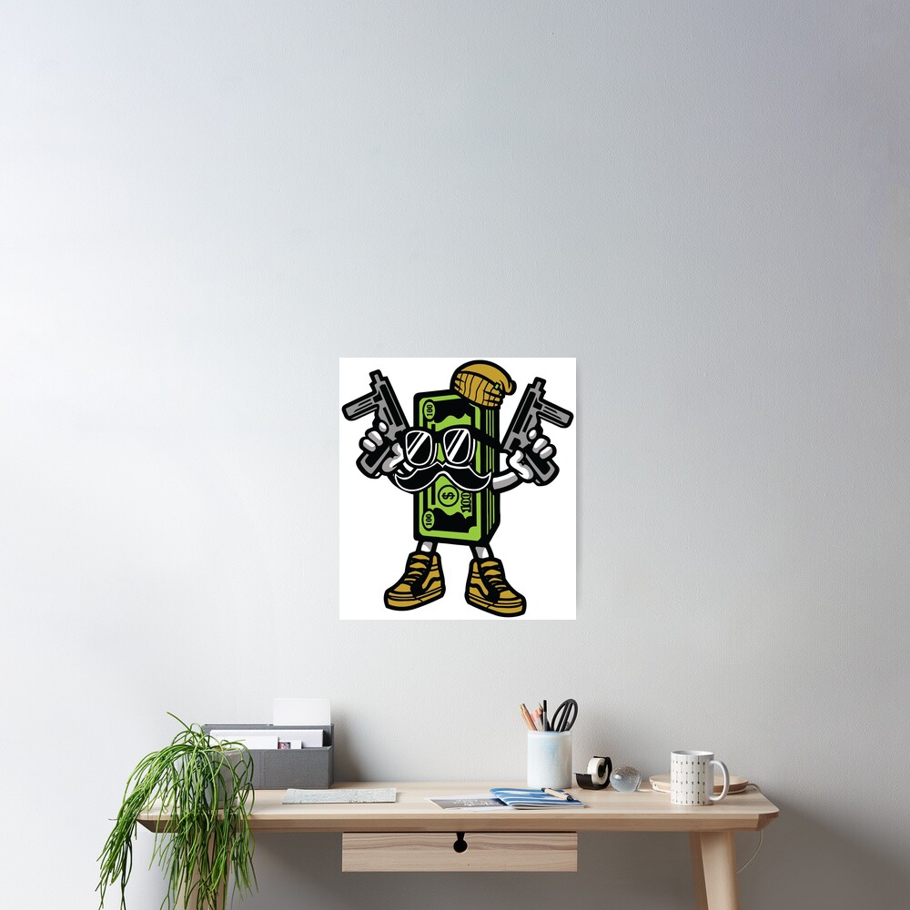 "Gangster Cash Money Cartoon Character" Poster for Sale by ...