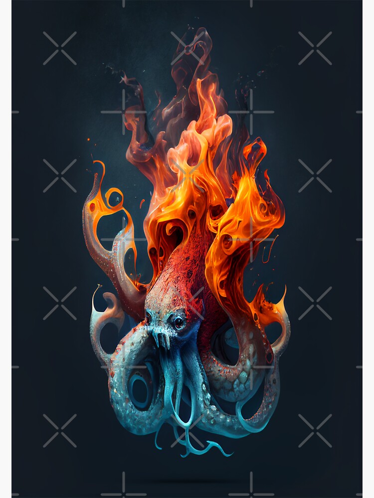"Fire & Ice Octopus" Sticker for Sale by DalexMK | Redbubble
