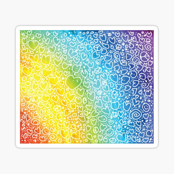 "Rainbow Hearts Hand Drawn Fun" Sticker for Sale by drumweaver | Redbubble