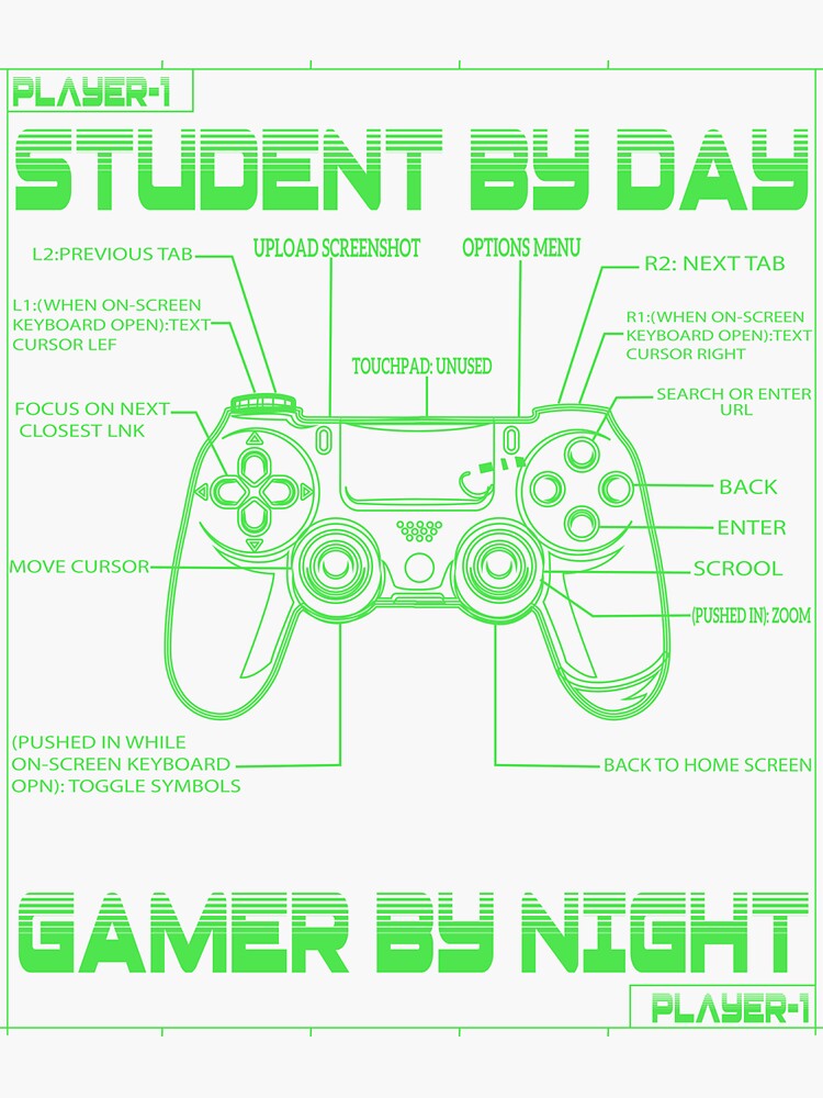"Student By Day Gamer By Night Funny Gaming Meme Anatomy Controller ...