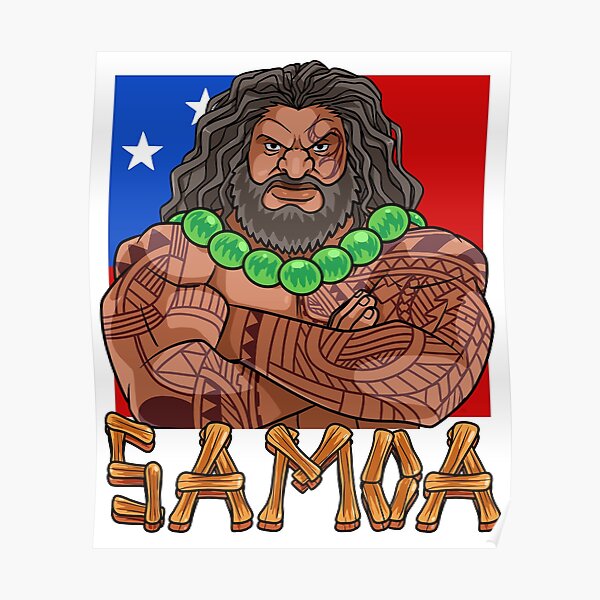 "Samoan Pride Polynesian Tribal Warrior Samoa Flag" Poster for Sale by ...