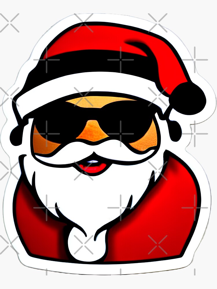 "cool santa claus face with sunglasses" Sticker for Sale by PetsMob ...