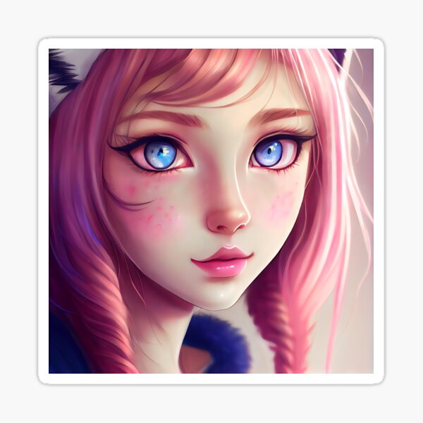 "Anime Cat Girl 9" Sticker for Sale by AiBroughtToLife | Redbubble