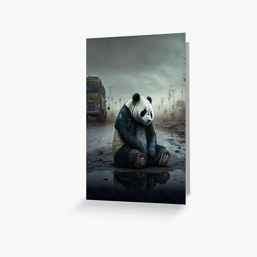 "Sad Panda in a Post-Apocalyptic Road (Midjourney AI Design)" Greeting ...