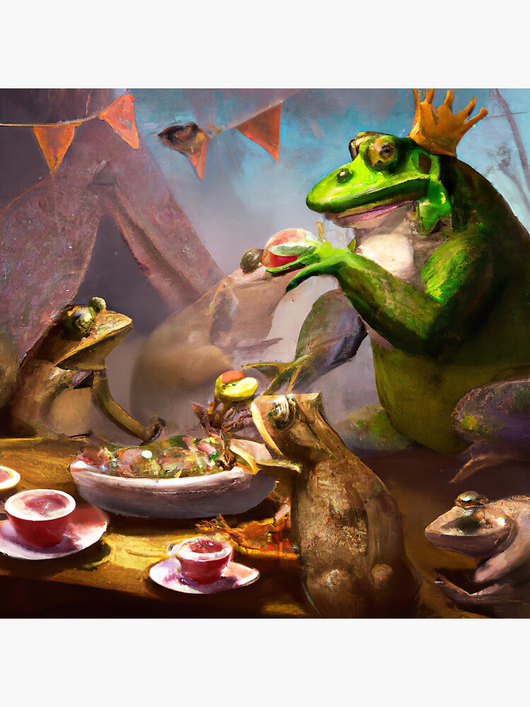 "Queen Frog eating Delicious Food" Sticker for Sale by Gota16 | Redbubble