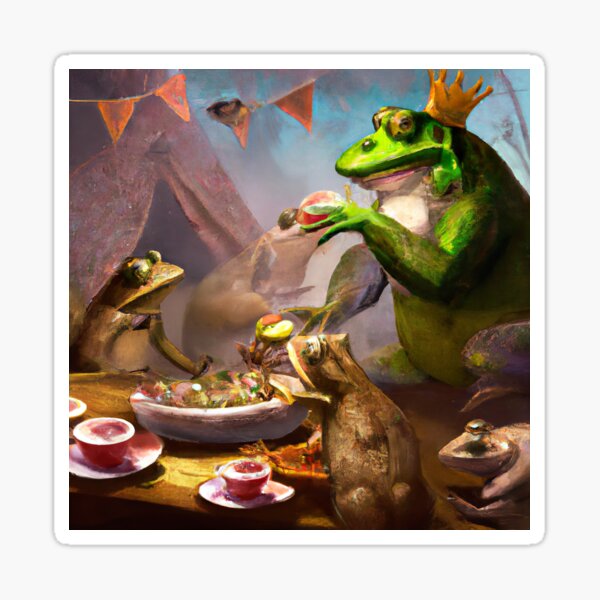 "Queen Frog eating Delicious Food" Sticker for Sale by Gota16 | Redbubble