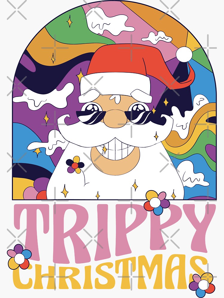 "Funny Trippy Retro Santa - Christmas 2022 2023" Sticker for Sale by ...