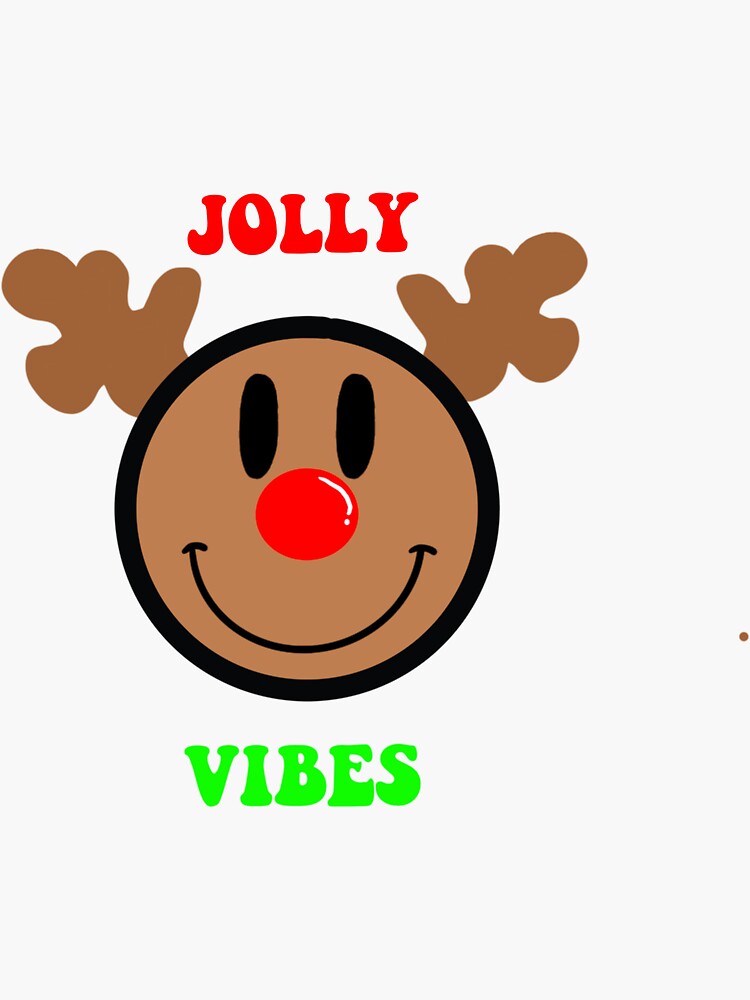 "Jolly Vibes Rudolph smiley face" Sticker for Sale by Preppyandco ...