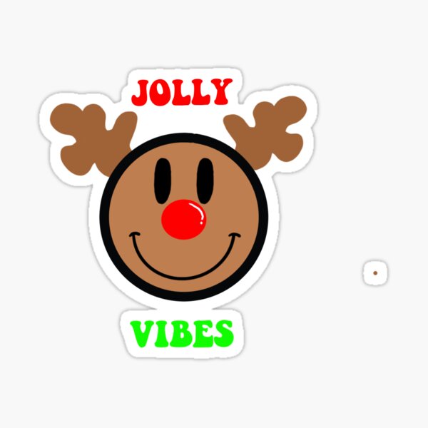 "Jolly Vibes Rudolph smiley face" Sticker for Sale by Preppyandco ...