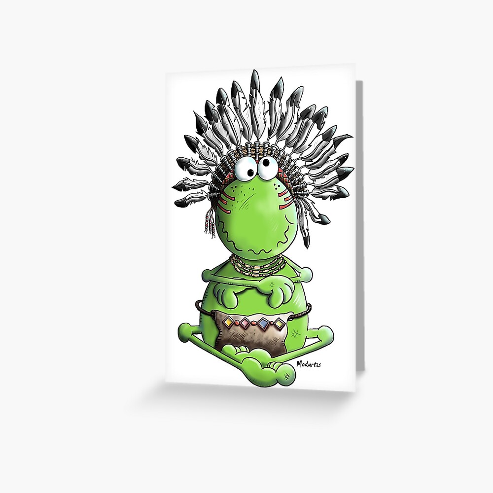 "Big Frog Indian Chief - Boss - Frogs - Cartoon - Gift" Greeting Card ...