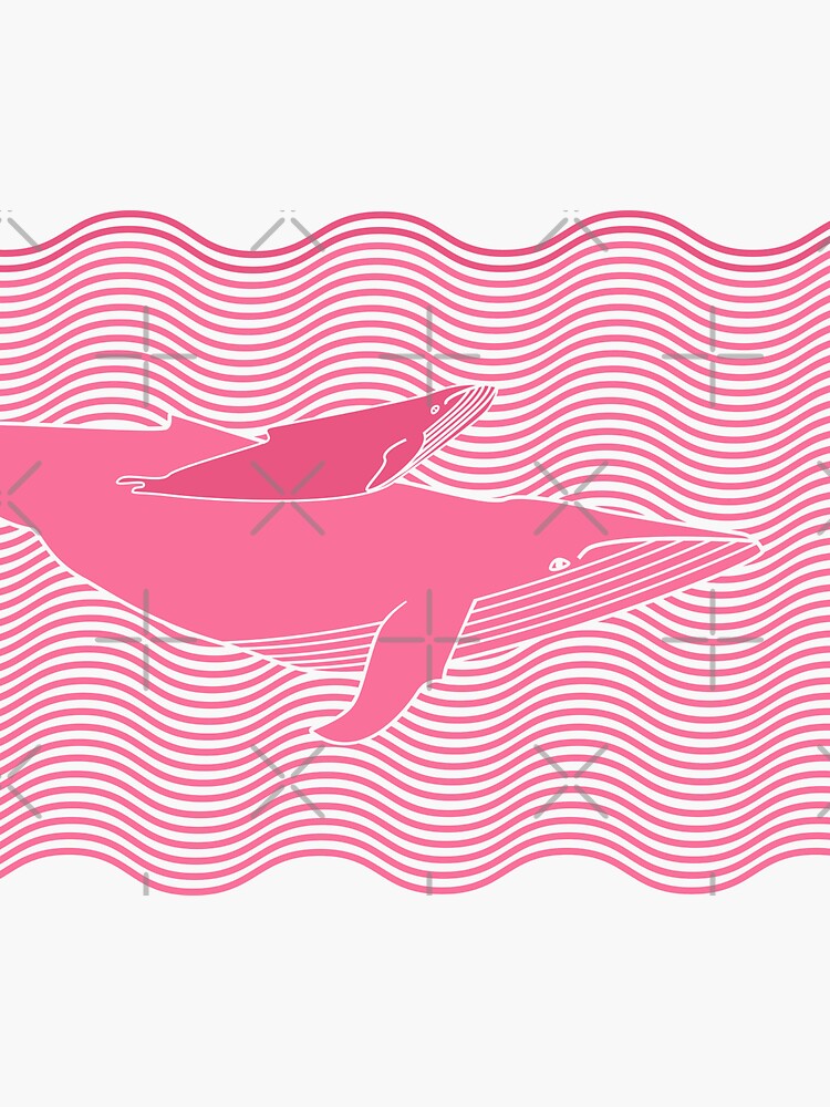 "Pink Whales" Sticker for Sale by Chen-Len | Redbubble