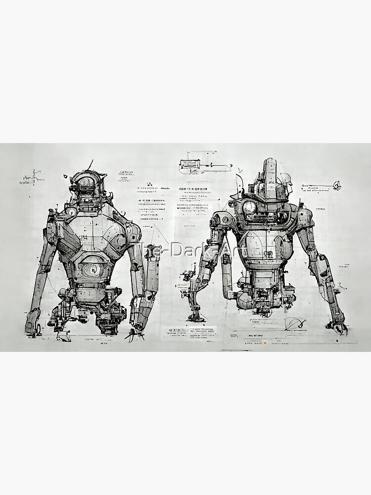 "Technical Drawings and Blueprint of imaginary Robots." Art Print for ...