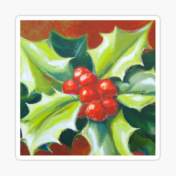 "A christmas holly" Sticker for Sale by MyOilArt4you | Redbubble