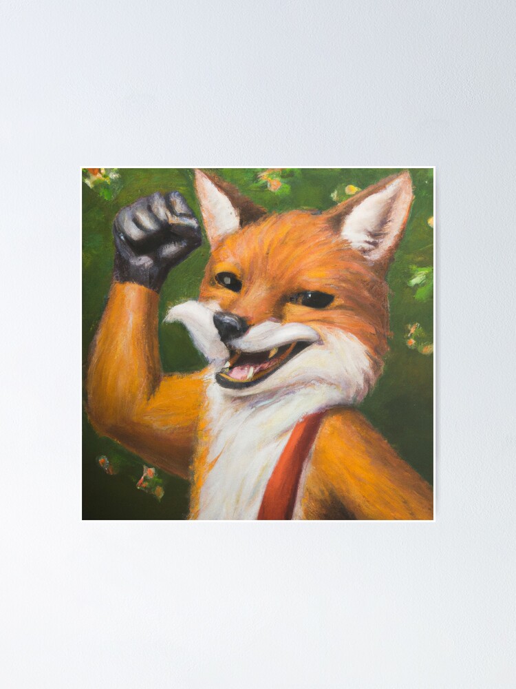 "cute fox give a brofist" Poster for Sale by MyOilArt4you | Redbubble