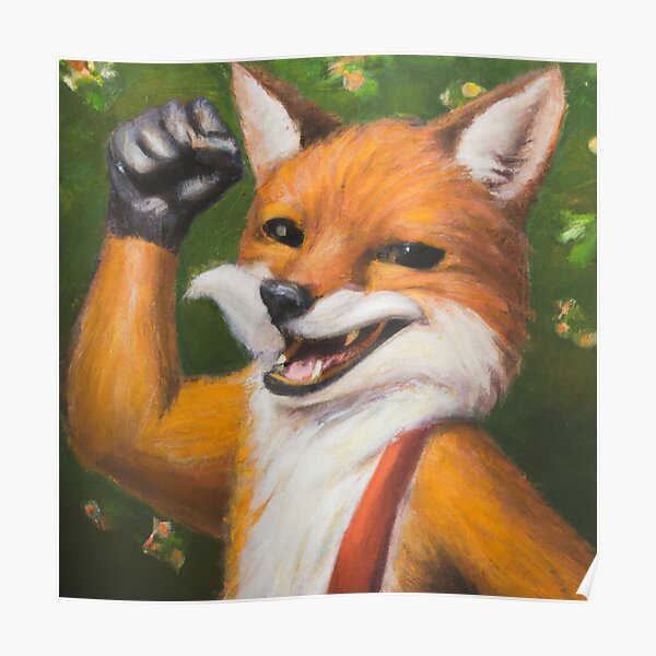"cute fox give a brofist" Poster for Sale by MyOilArt4you | Redbubble