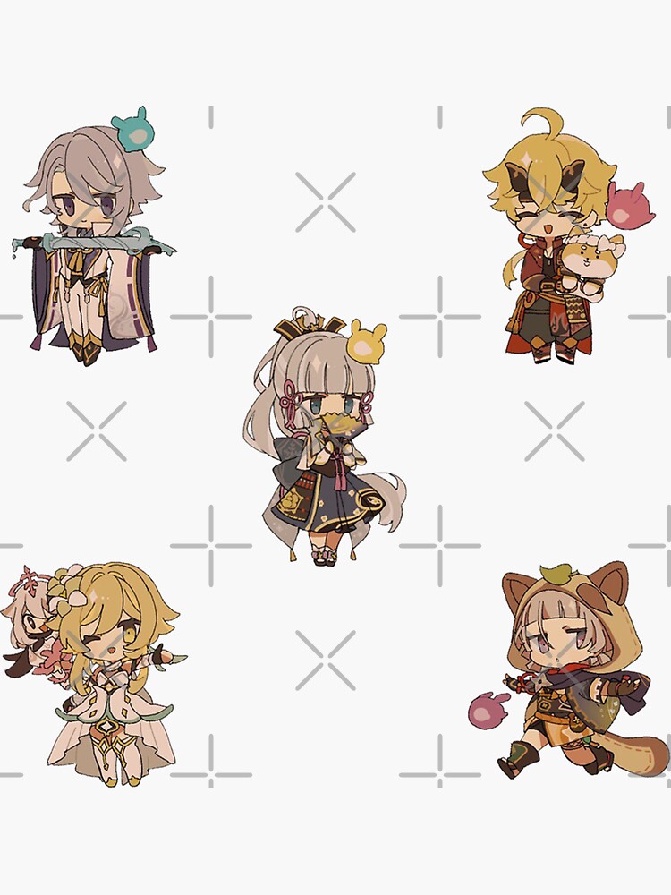 "Genshin Impact Chibi Assemble" Sticker by NathanDoodles | Redbubble
