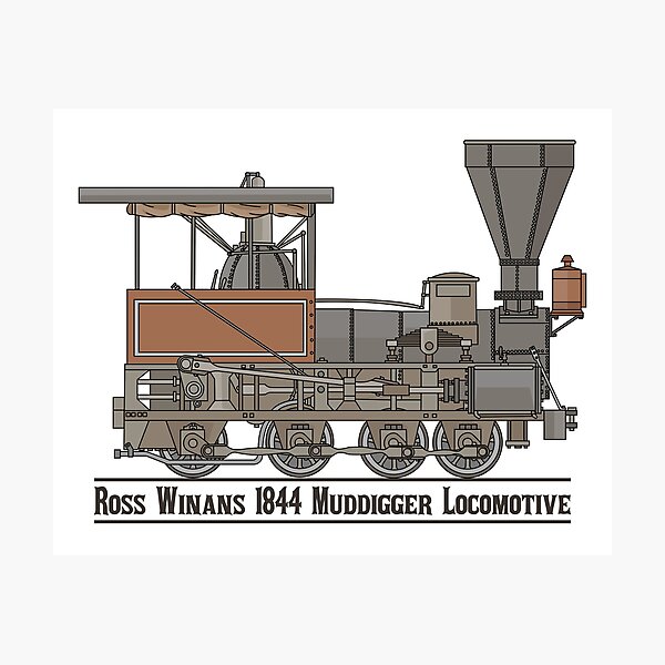 "Ross Winans Muddigger 1844 Steam Locomotive Diagram Gift" Photographic Print for Sale by ...