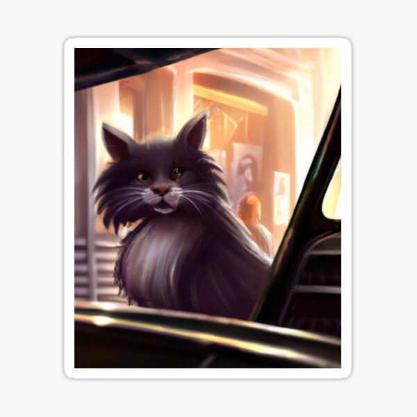 "Fluffy cat looking trough the window" Sticker for Sale by wertzug ...