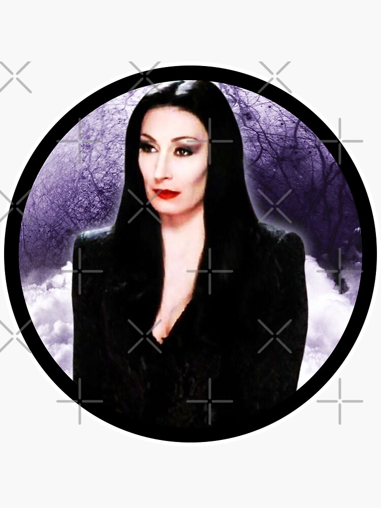 "Morticia Addams Gothic Goddess Anjelica Huston Digital Art" Sticker ...