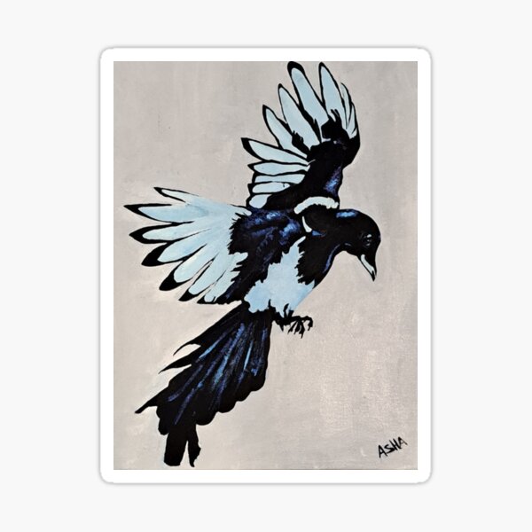 "Magpie Painting" Sticker for Sale by ashacc | Redbubble