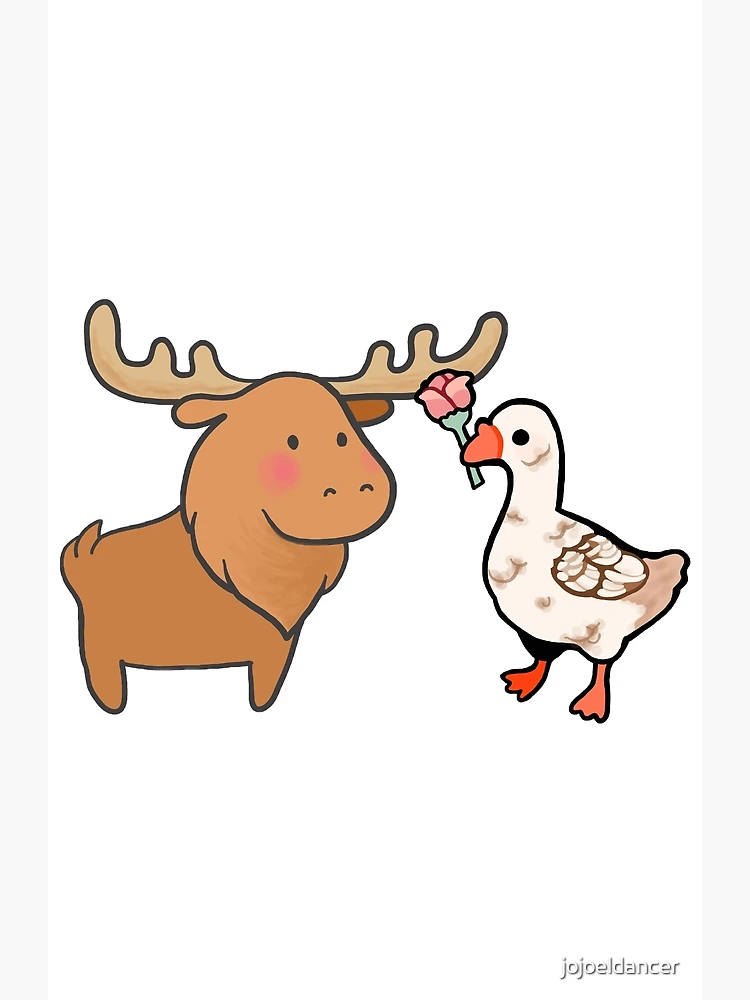 Moose Kissing A Goose Moose, Goose, Friends, Juice, Art, 4k HD