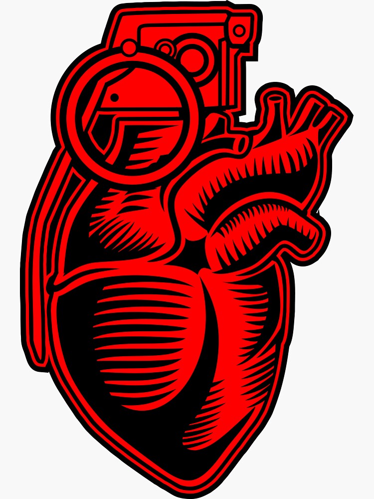 "Heart Grenade Cartoon" Sticker for Sale by ThatMerchStore | Redbubble