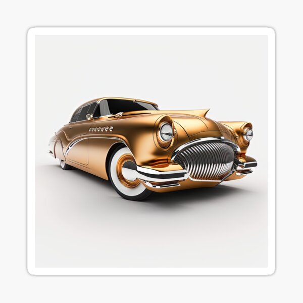 "Gold classic car on a clean white background" Sticker for Sale by ...