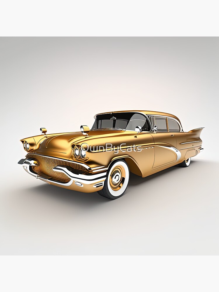 "Gold classic car on a clean white background" Sticker for Sale by ...
