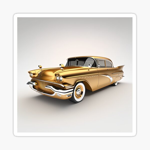 "Gold classic car on a clean white background" Sticker for Sale by ...