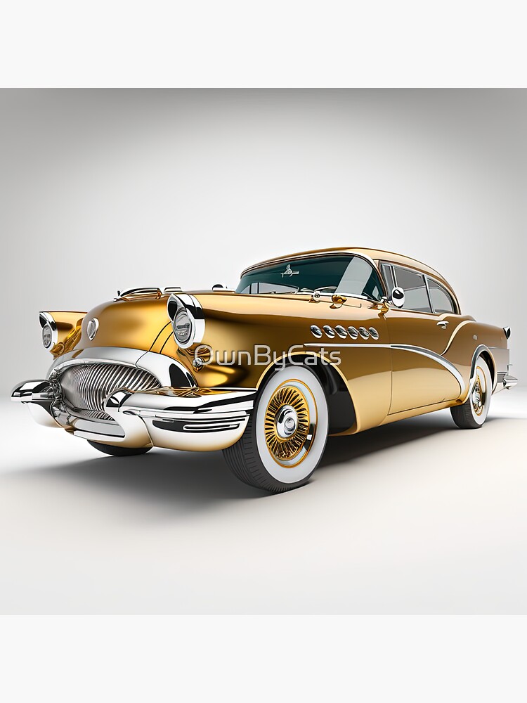 "Gold classic car on a clean white background" Sticker for Sale by ...