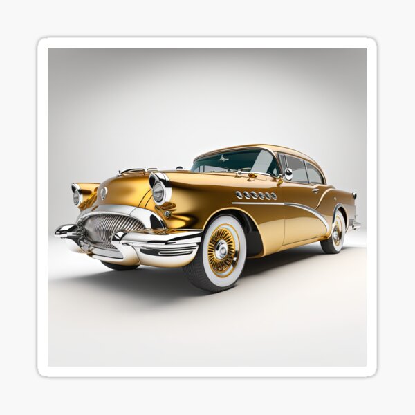 "Gold classic car on a clean white background" Sticker for Sale by ...