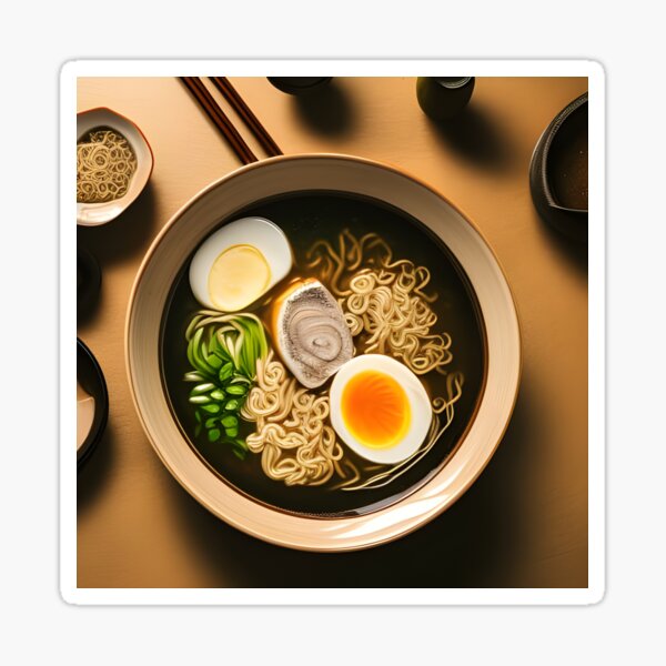 "Japanese Ramen - Noodles, Pork, Egg, Chives, Broth" Sticker for Sale ...