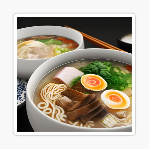"Japanese Ramen - Noodles, Pork, Egg, Chives, Broth" Sticker for Sale ...