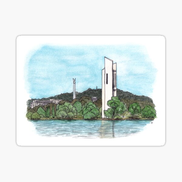 "National Carillon Bell Tower - Canberra Watercolour" Sticker for Sale ...