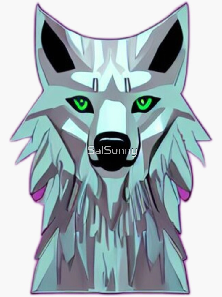 "Cute Shiny Wolf, digital art" Sticker for Sale by SalSunny | Redbubble