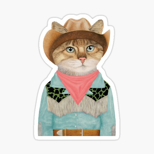 "Rodeo Kitty Cowboy Cat " Sticker for Sale by AnimalCrew | Redbubble