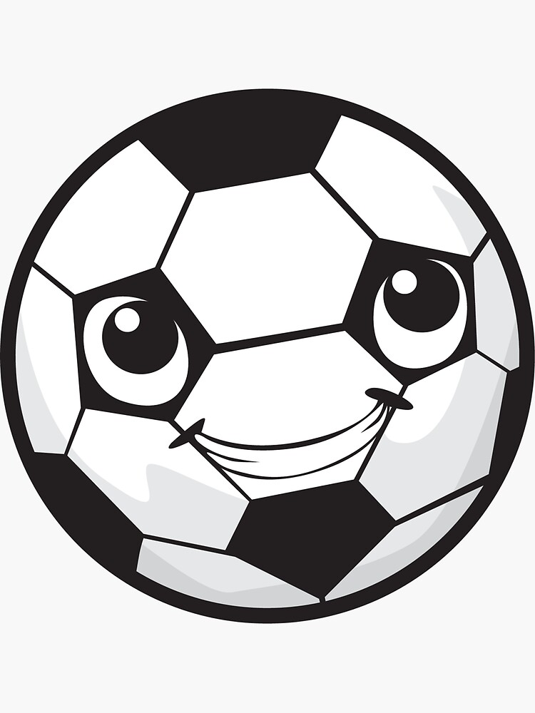 "Cute Cartoon Soccer Ball Mascot Happy Smiling Winner Face" Sticker for ...