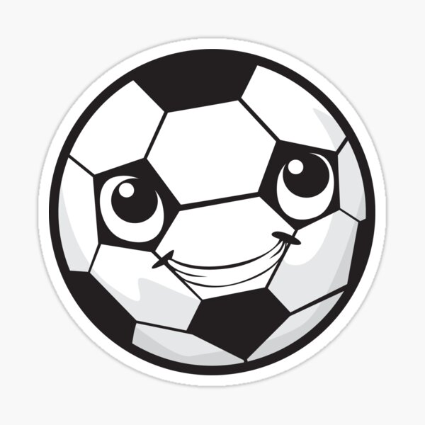 "Cute Cartoon Soccer Ball Mascot Happy Smiling Winner Face" Sticker for ...