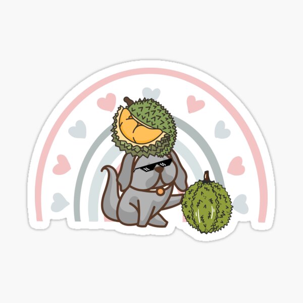 "Cute Dog Likes Durian" Sticker for Sale by Darunyaa | Redbubble