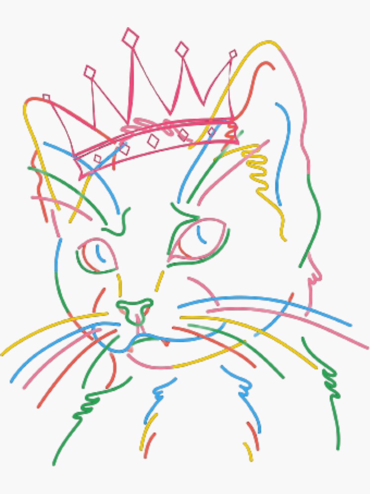 "Colourful Royal Cat with crown- cats pets" Sticker for Sale by ...