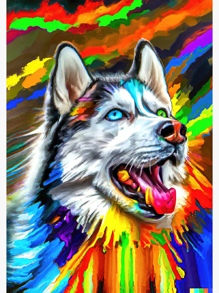 "Siberian husky vibrant rainbow colors." Sticker for Sale by ...