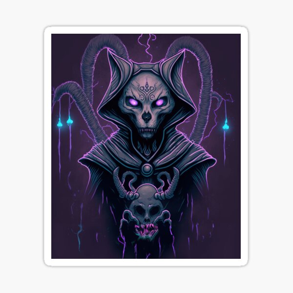 "Necromancer Demon Cat" Sticker for Sale by 9LivesCats | Redbubble