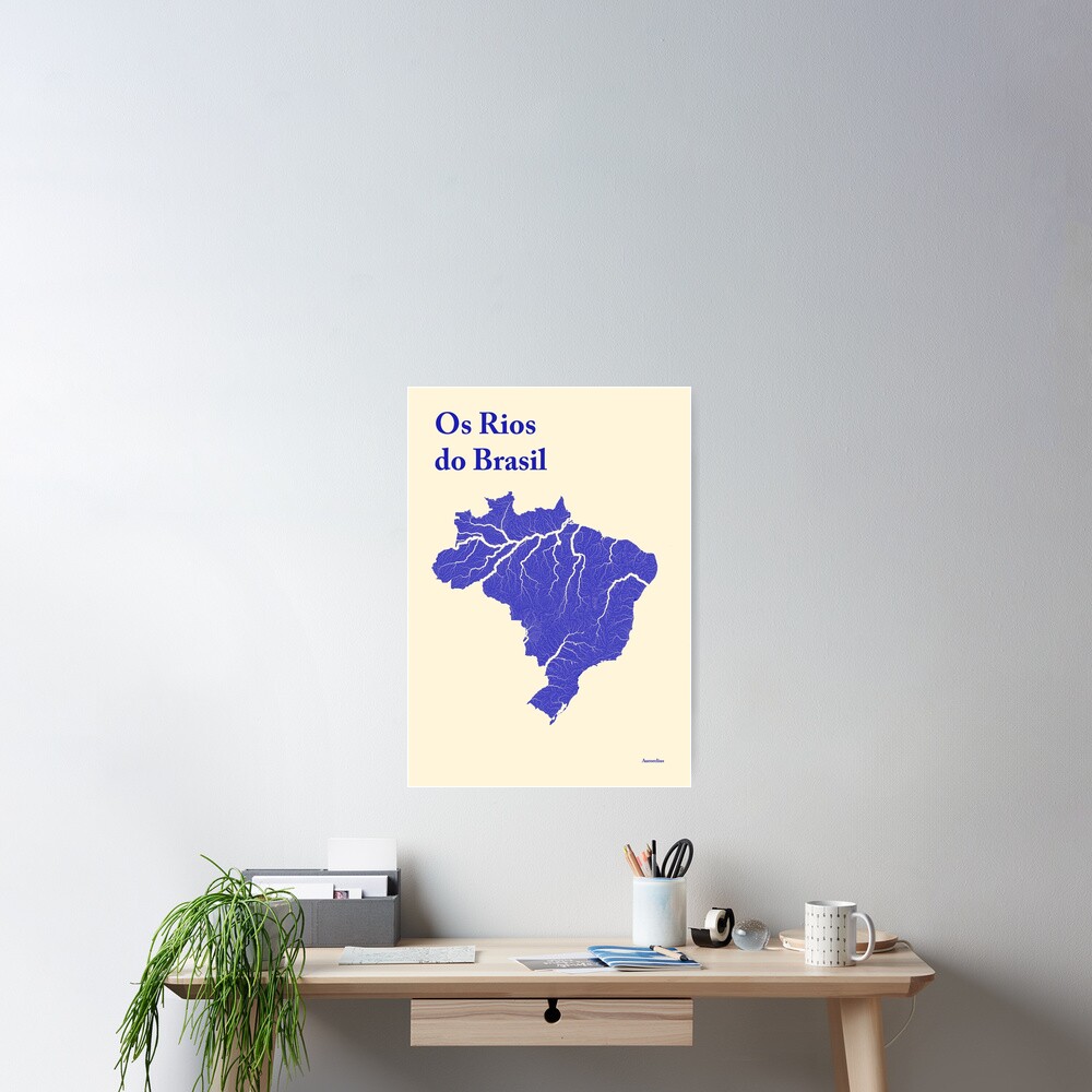 "Map of the rivers of Brazil (blue)" Poster for Sale by aurorelius ...