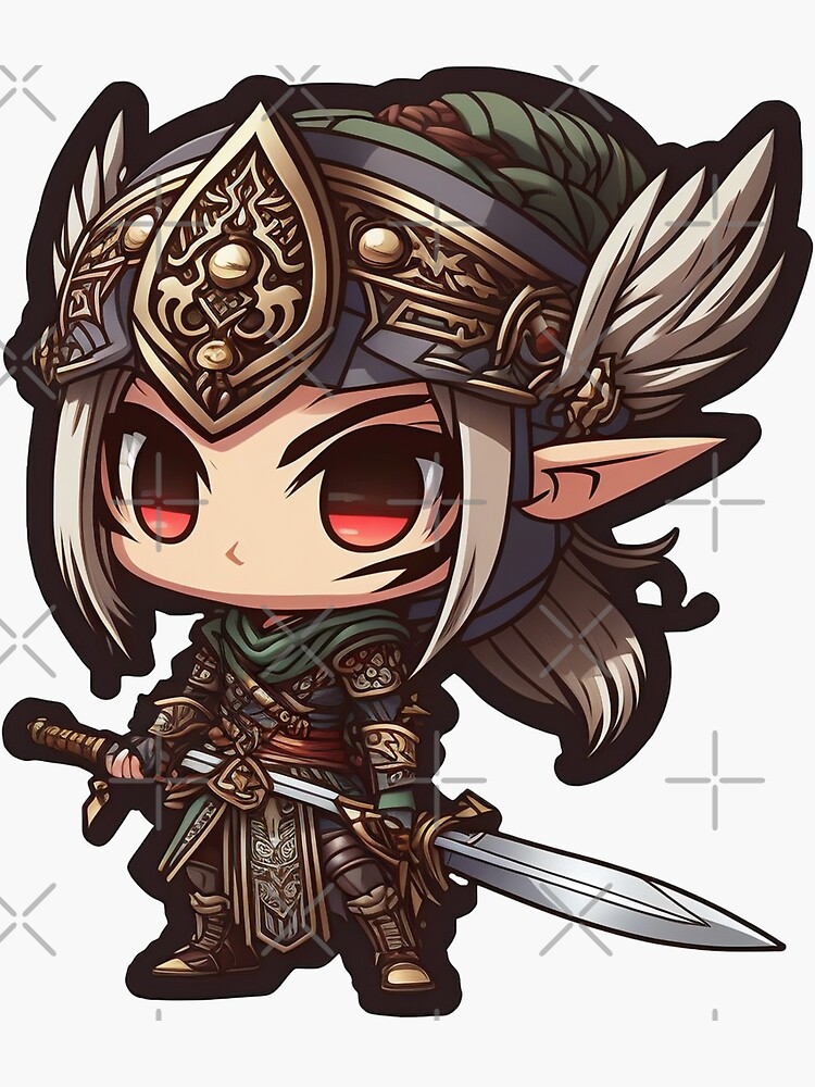 "Anime Samurai Elf Chibi" Sticker for Sale by JigglePeek | Redbubble
