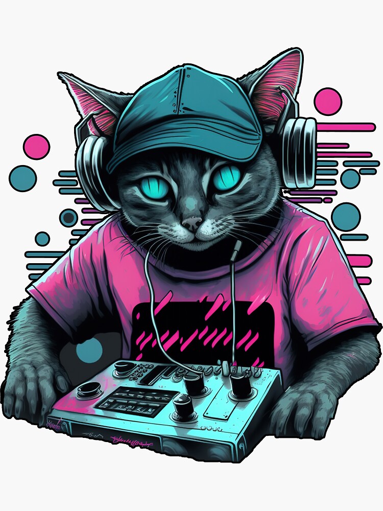 "DJ Swag Cat" Sticker for Sale by 9LivesCats | Redbubble