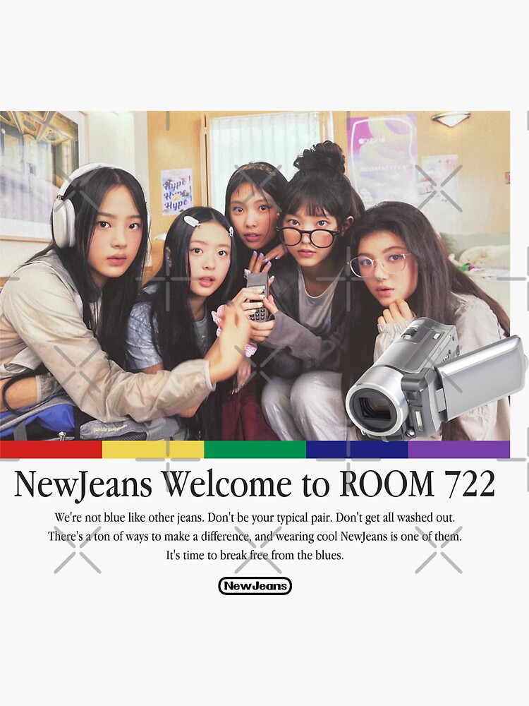 "NewJeans Welcome to ROOM 722" Sticker for Sale by xenocene | Redbubble