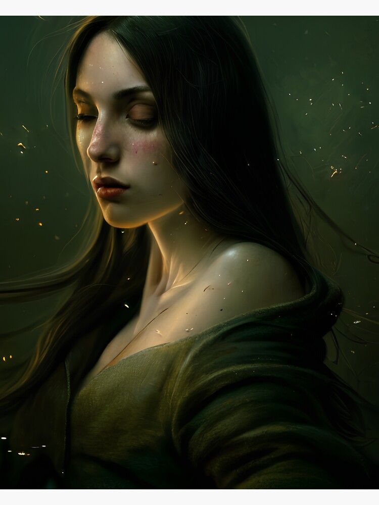 "Madison- Portrait Of A Beautiful Sad Lady In Green Dress" Sticker for ...