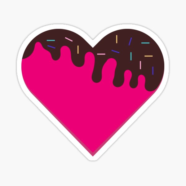 "pink heart with melted dripping chocolate" Sticker for Sale by ...