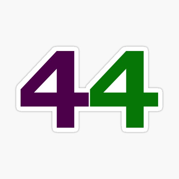 "Number 44, Forty-Four" Sticker for Sale by T-Caroline | Redbubble
