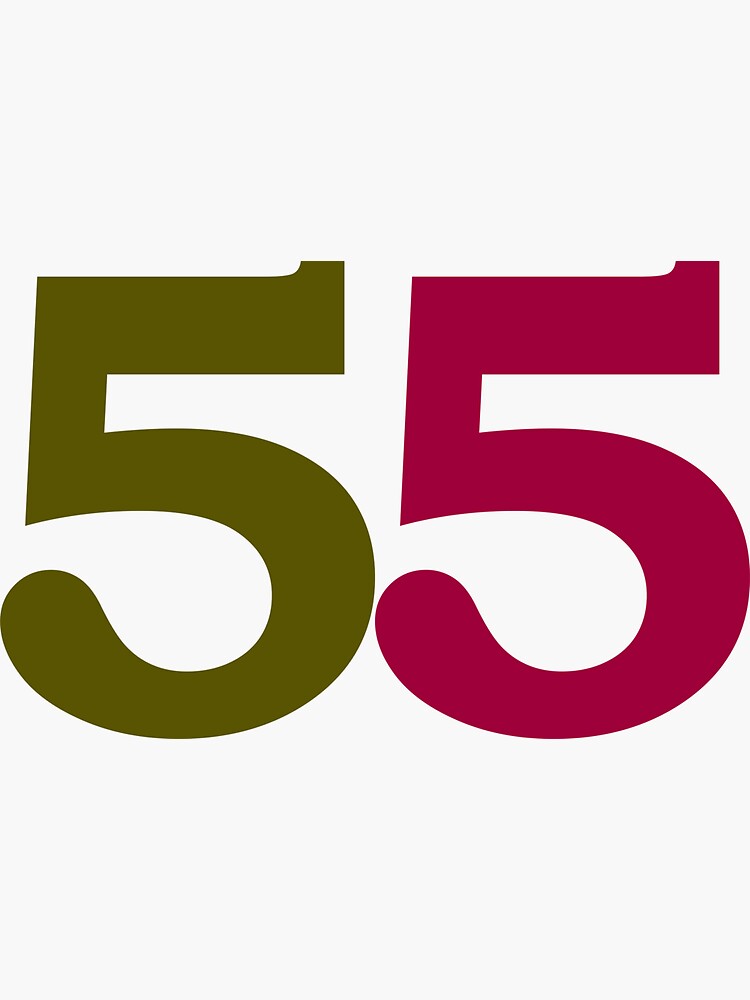 "Number 55, Fifty-Five" Sticker for Sale by T-Caroline | Redbubble